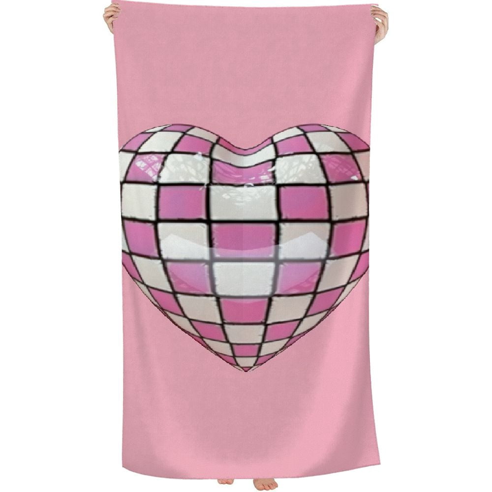 PHYHOO Pink Heart Shaped Printed Microfiber Sand Free Pool Towel ...