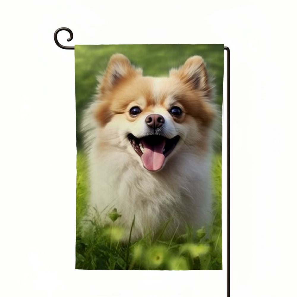 PHYHOO Pomeranian Dog House Flags Double Sided Cute Spring Park ...