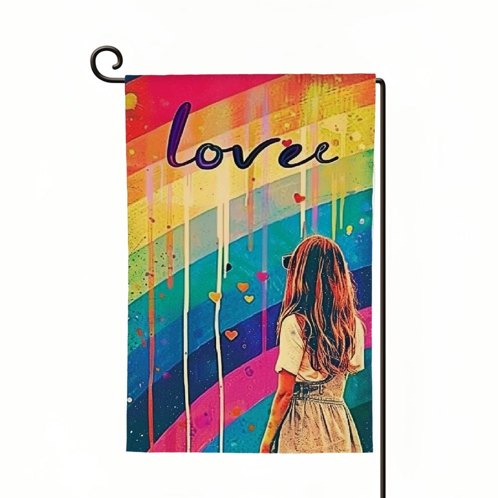 PHYHOO Pride Garden Flag Outdoor Burlap Double Sided, Rainbow Welcome ...
