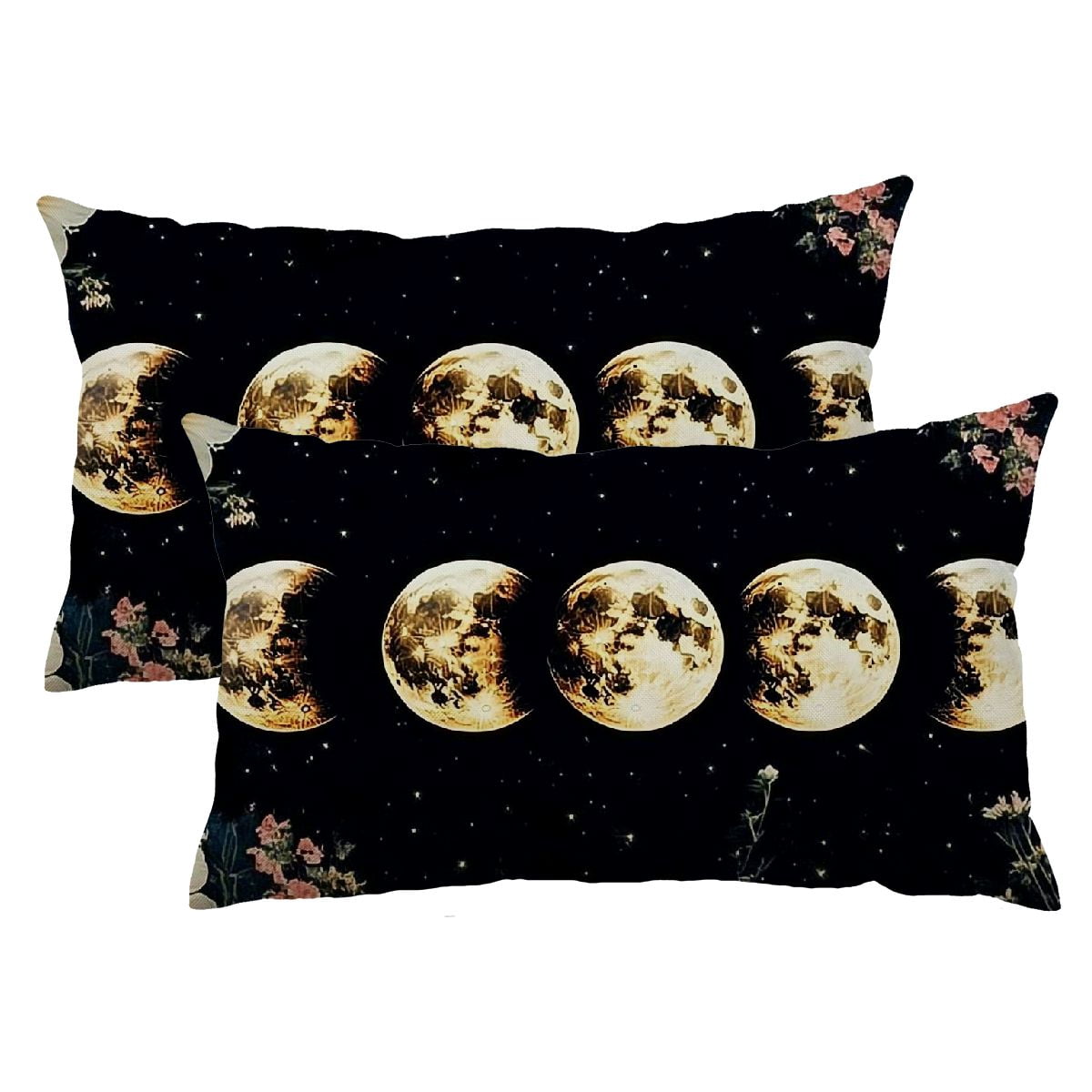 PHYHOO Set of 2 12x20 Boho Moon Phases Throw Pillow Cover Moon Phase ...