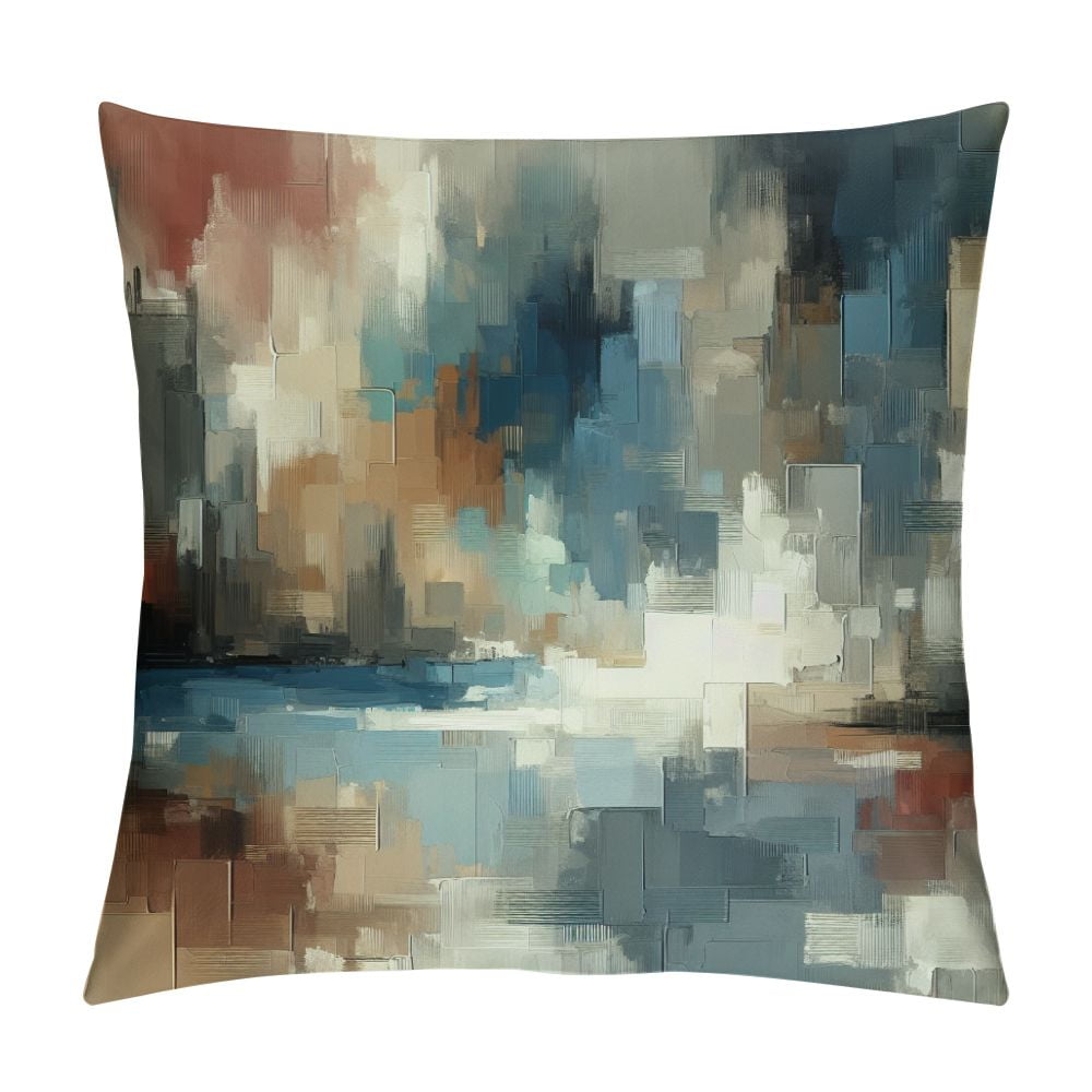 PHYHOO Short Plush Pillow Covers Abstract Oil Painting Square Pillow ...