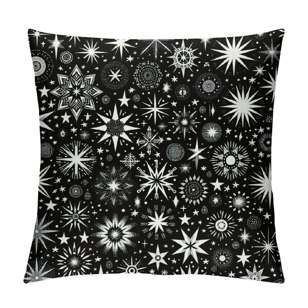 PHYHOO Short Plush Pillow Covers Black Bohemian Square Pillow Case for ...