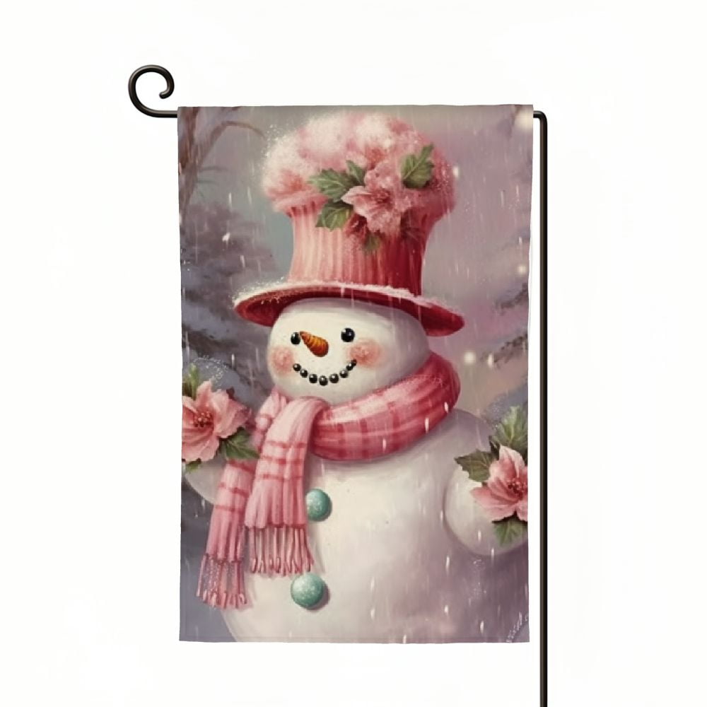 PHYHOO Snowman Garden Flag for Outside Double Sided Vintage Pink ...