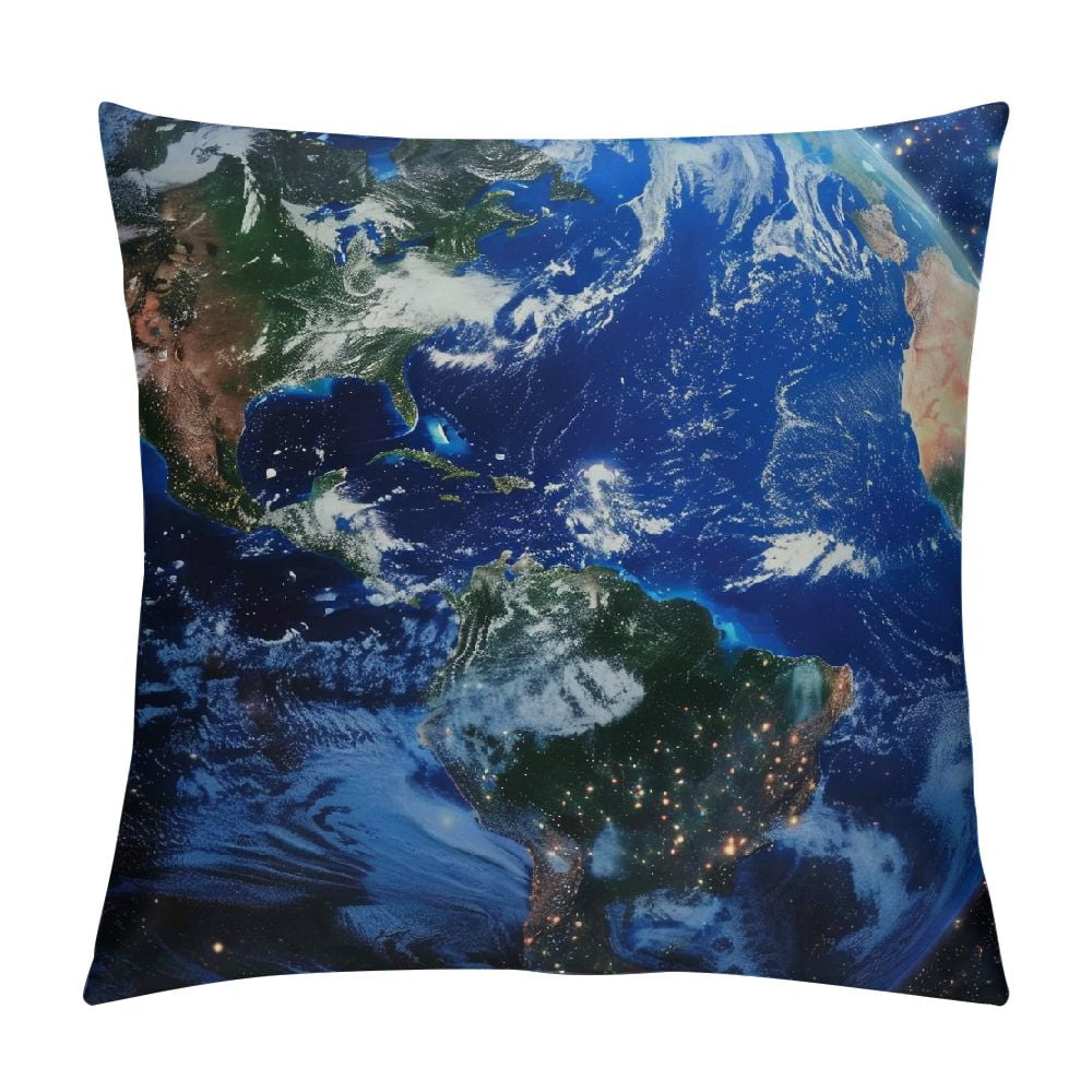 PHYHOO Space Throw Pillow Cushion Cover, Outer View of Planet Earth in ...