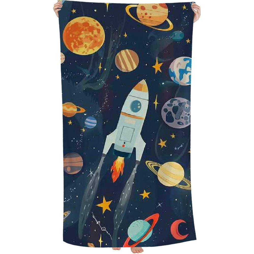 PHYHOO Space Universe Microfiber Beach Towel, Planet Astronaut Large ...