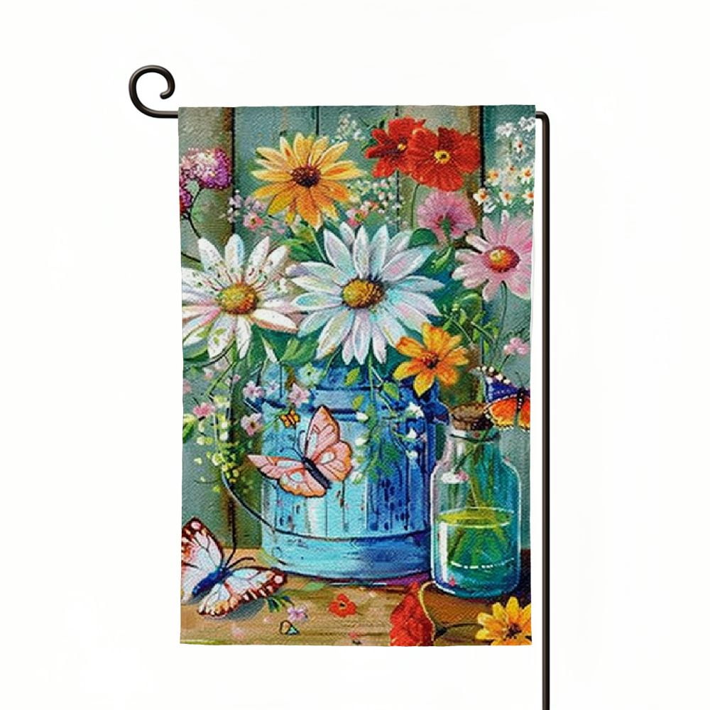 PHYHOO Spring Floral Garden Flag Double Sided, Small Vertical Spring ...