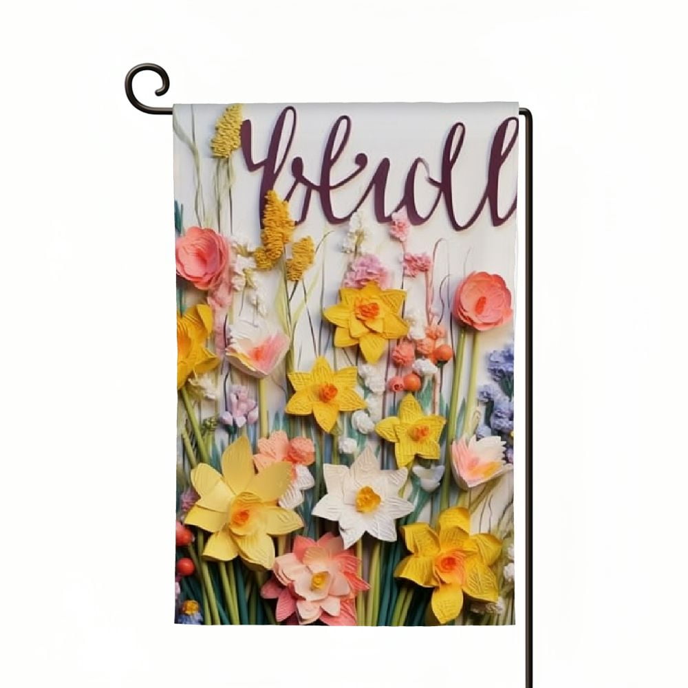 PHYHOO Spring Garden Flag Double Sided Vertical, Burlap Small Daffodil ...