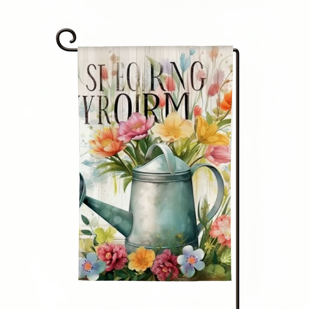 PHYHOO Spring Garden Flags for Outside Double Sided Watering Can And ...