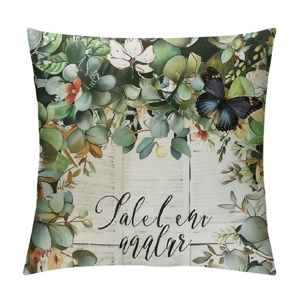 PHYHOO Spring Pillow Covers, Butterfly Decorations Farmhouse Pillow ...