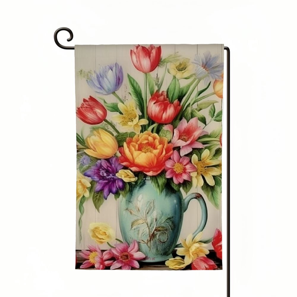 PHYHOO Spring Summer Floral Garden Flag Vertical Double Sided Welcome ...