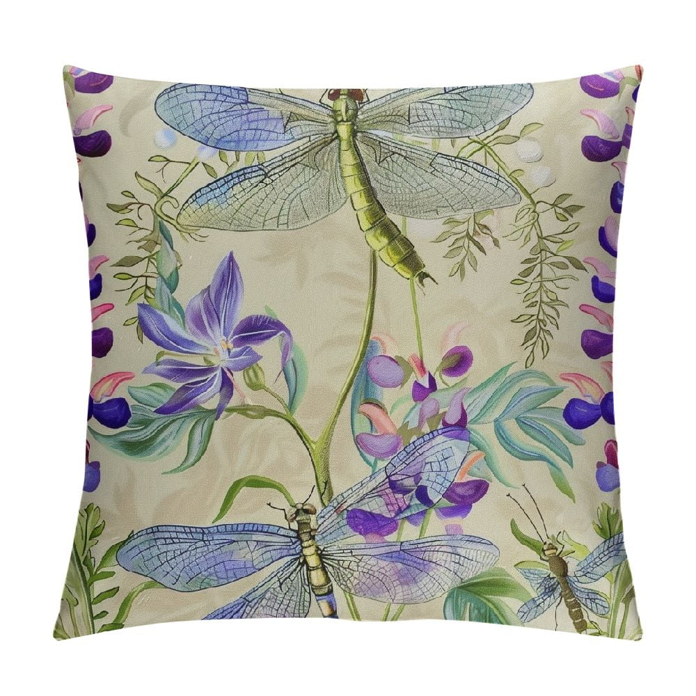PHYHOO Spring Summer Flowers Pillow Covers Watercolor Purple Floral Decorative Pillow Cases ...