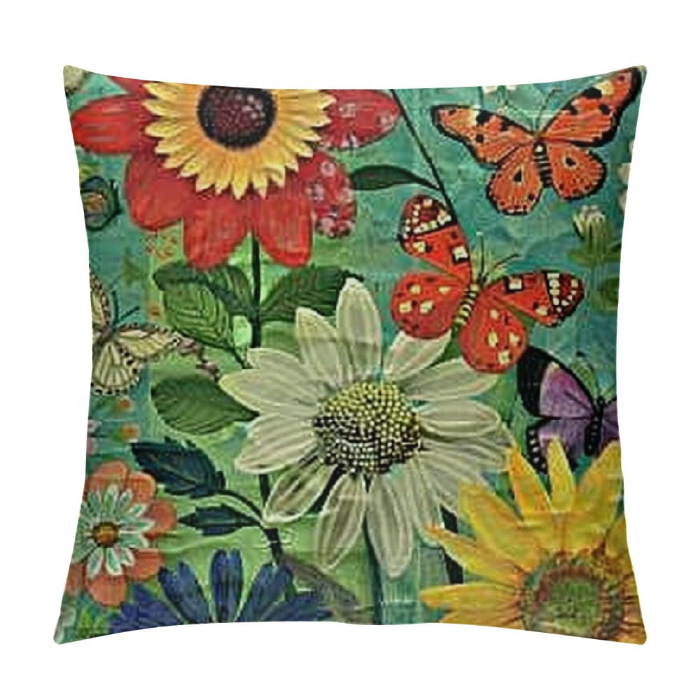 PHYHOO Spring Throw Pillow Covers Decorative Outdoor Sunflower Pillow ...