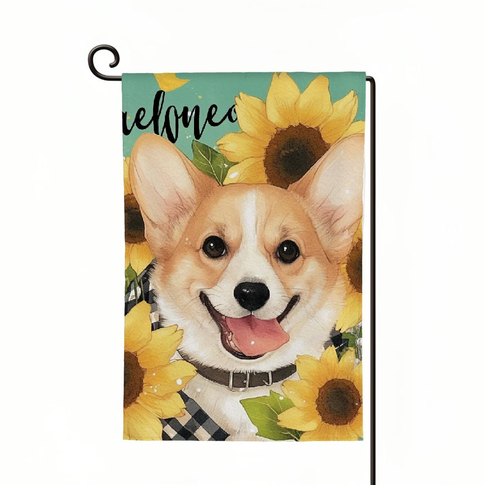 PHYHOO Sunflower Corgi Garden Flag Spring Summer Dog Garden Flags ...