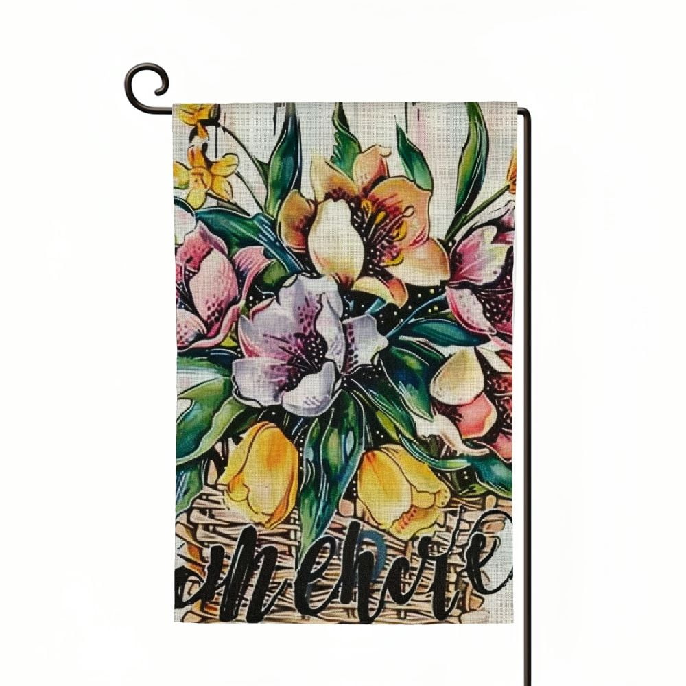 PHYHOO Tulips Spring Garden Flag Double Sided Outside, Floral Welcome ...