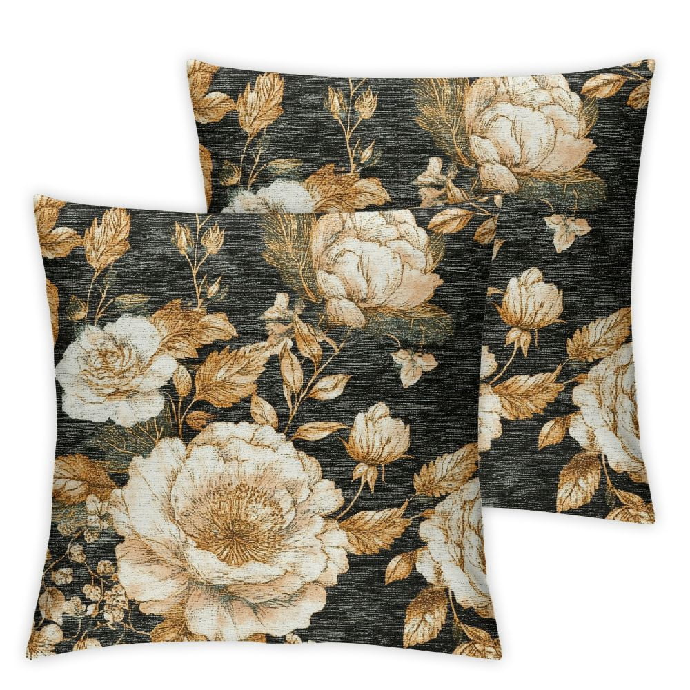 PHYHOO Vintage Peony Roses Floral Covers Set of 2 Chinoiserie White ...