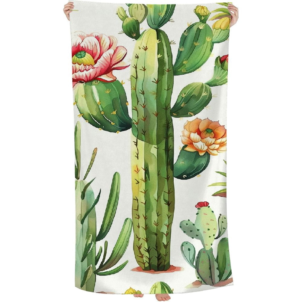 PHYHOO Watercolor Cactus Flower , Swimming s,Sand Free 30x60in ...