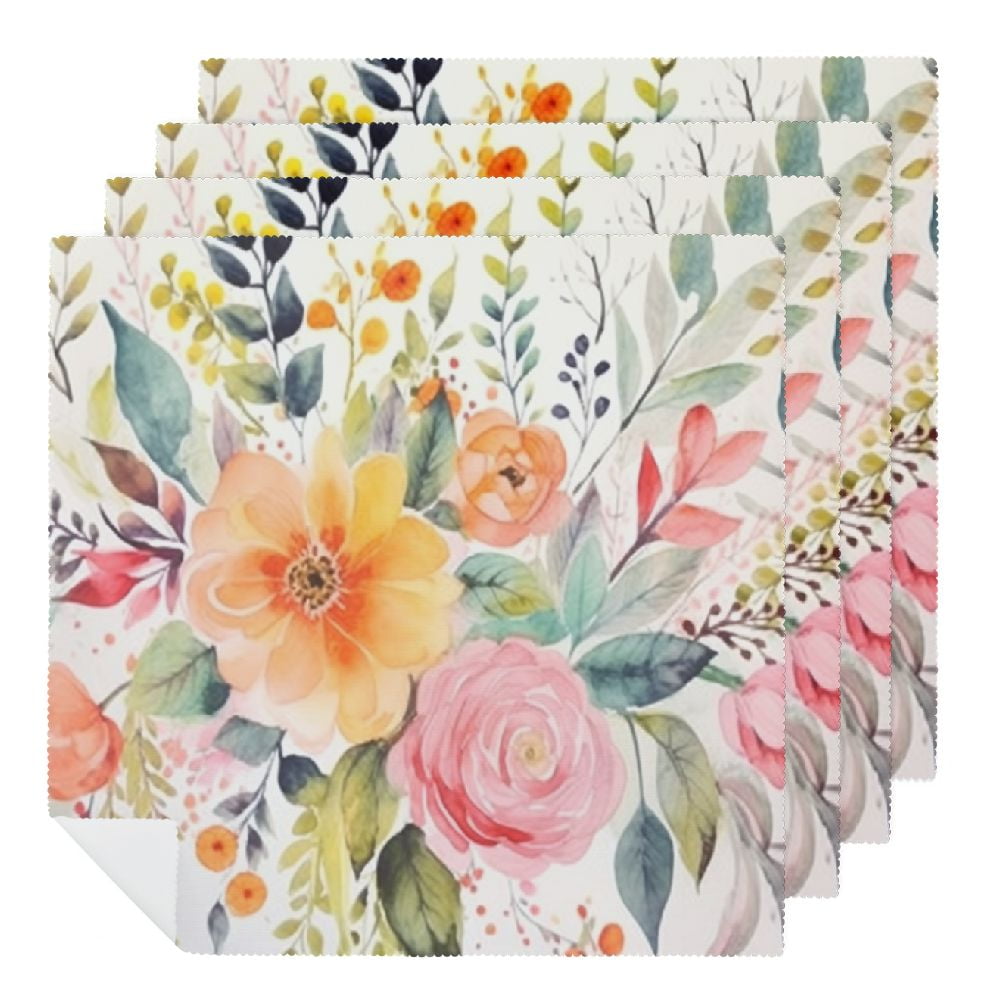 PHYHOO Watercolor Floral Cloth Napkin Rose Flower Luncheon Napkin ...