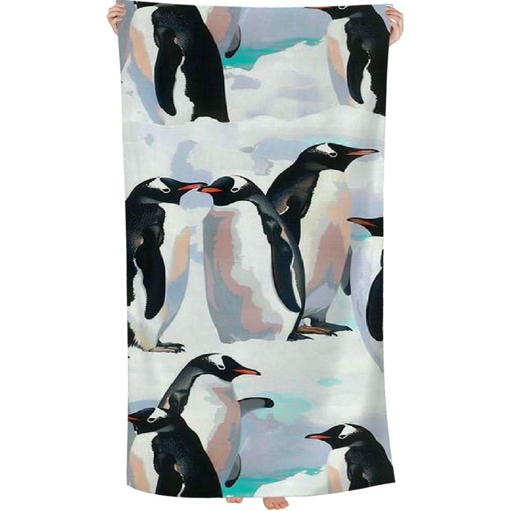 PHYHOO Watercolor Penguins Beach Towels Oversized Microfiber Beach ...