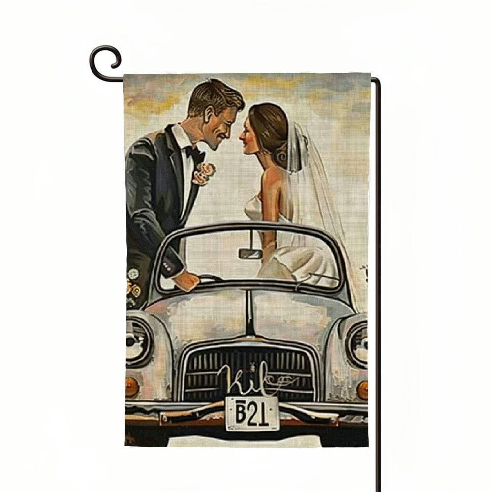 PHYHOO Welcome Bride and Groom Wedding Garden Flag Vertical Double ...