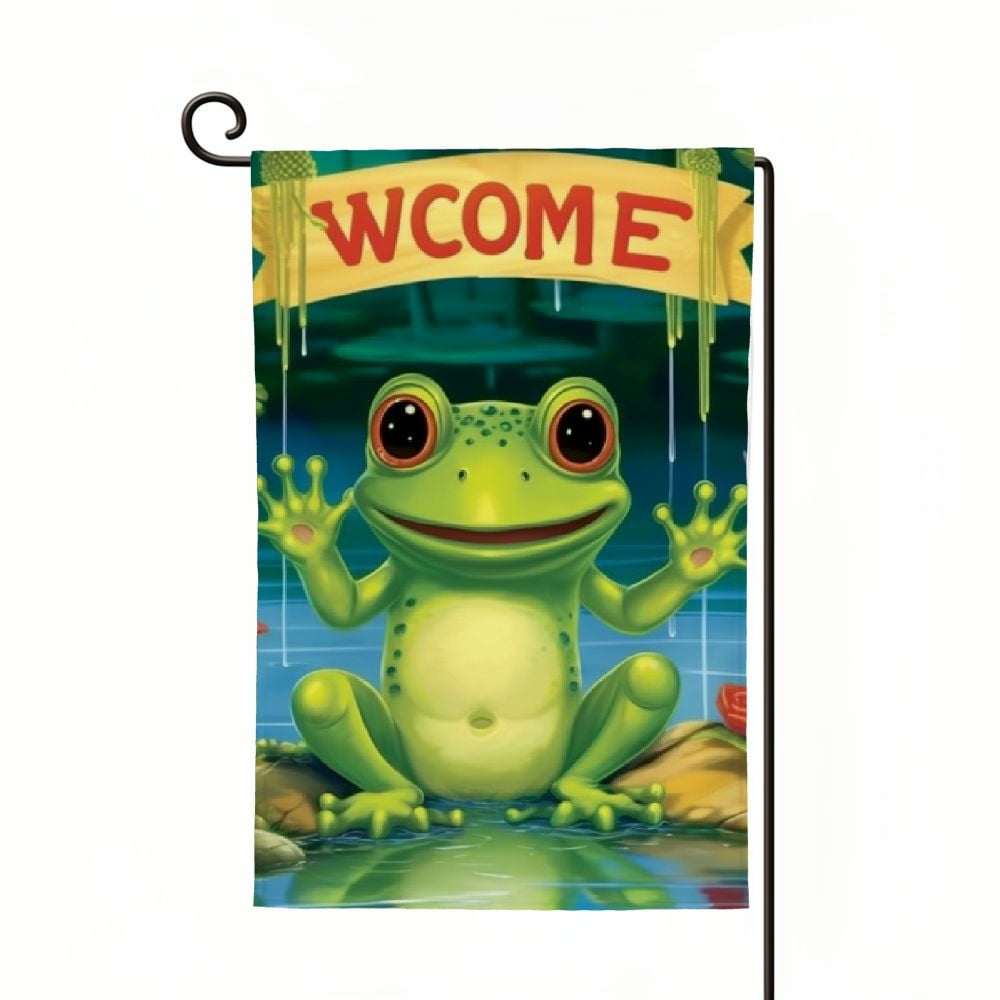 PHYHOO Welcome Frog Garden Flags Double Sided Spring Summer Yard Flags ...