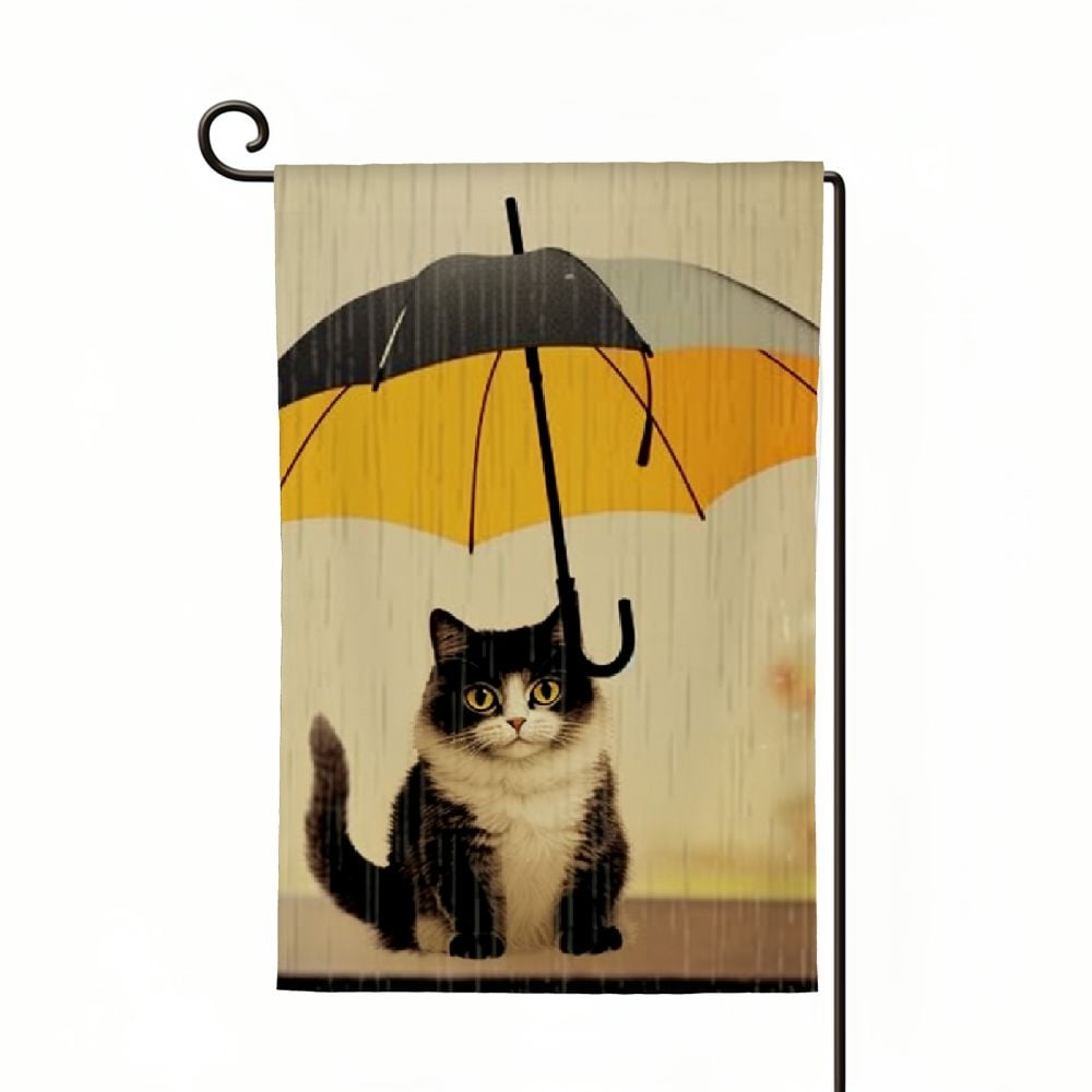 PHYHOO Welcome Spring Black Cat Decorative Garden Flag, Yellow Umbrella ...
