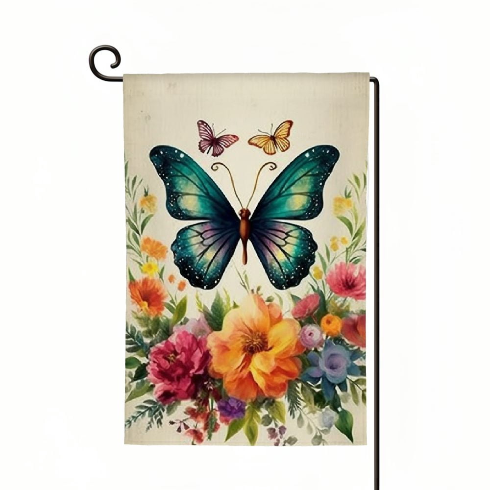 PHYHOO Welcome Spring Butterfly Garden Flag Double Sided, Burlap Small ...