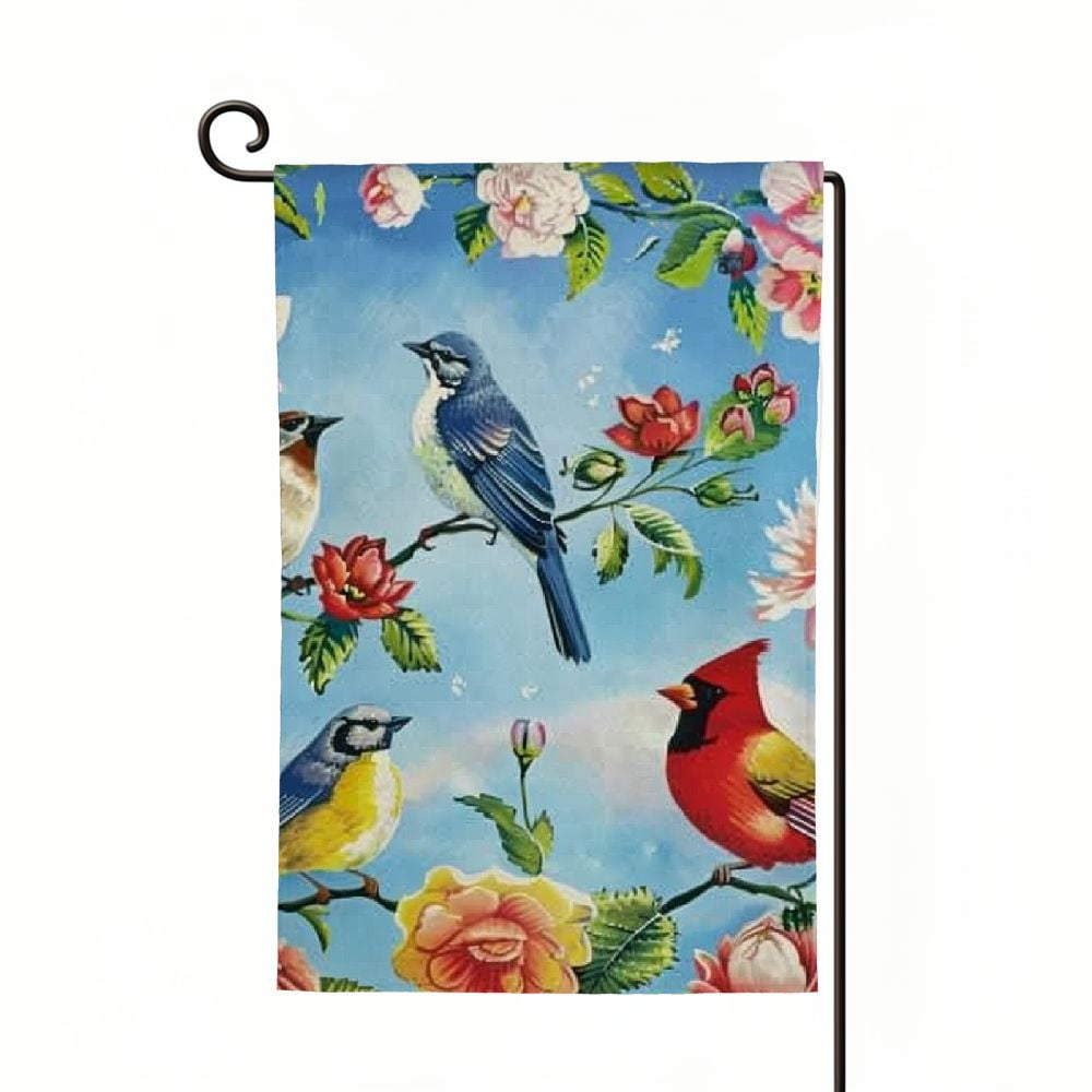 PHYHOO Welcome Spring Garden Flag Double Sided, Small Flower Bird ...