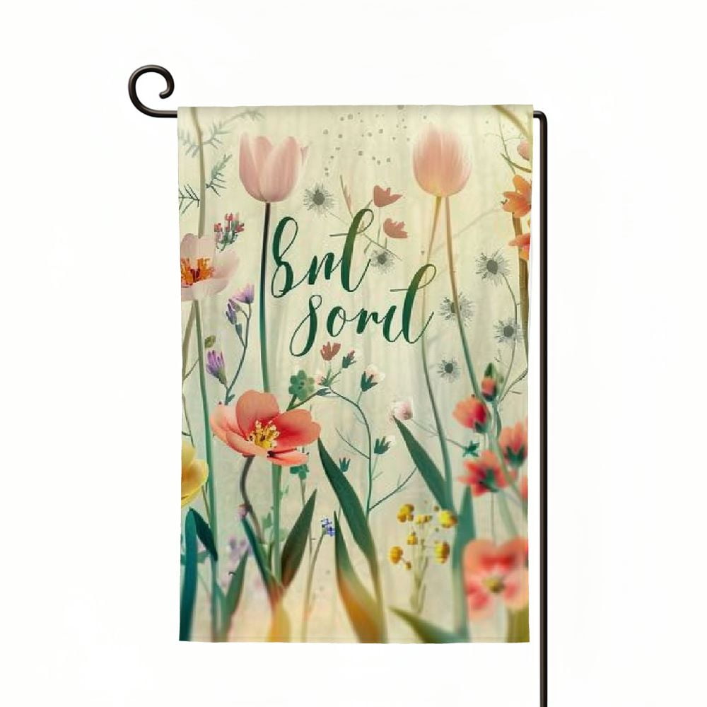 PHYHOO Welcome Spring Garden Flag Double Sided Vertical, Burlap Small ...