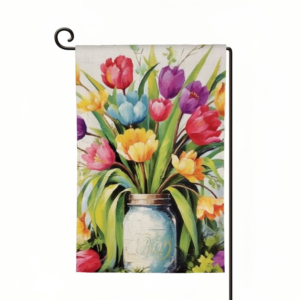 PHYHOO Welcome Spring Garden Flag Double Sided Vertical, Burlap Small ...