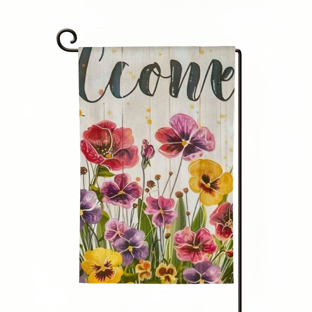 PHYHOO Welcome Spring Garden Flag Double Sided Vertical, Burlap Small ...