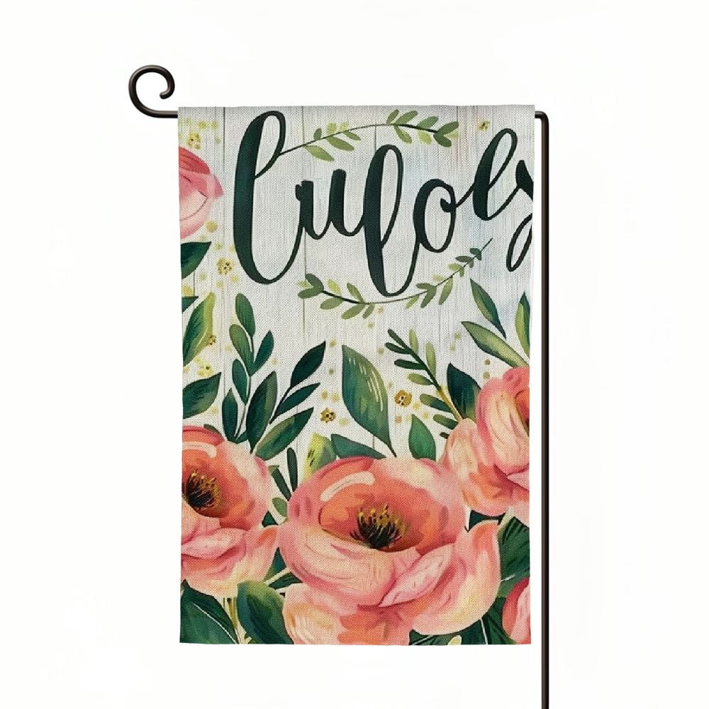 PHYHOO Welcome Spring Pink Colorful Rose Flower Garden Flag, Home ...