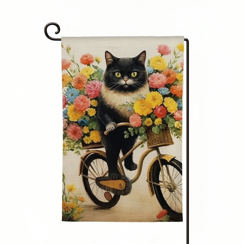 PHYHOO Welcome Summer Black Cat Garden Flag Double Sided Vertical ...