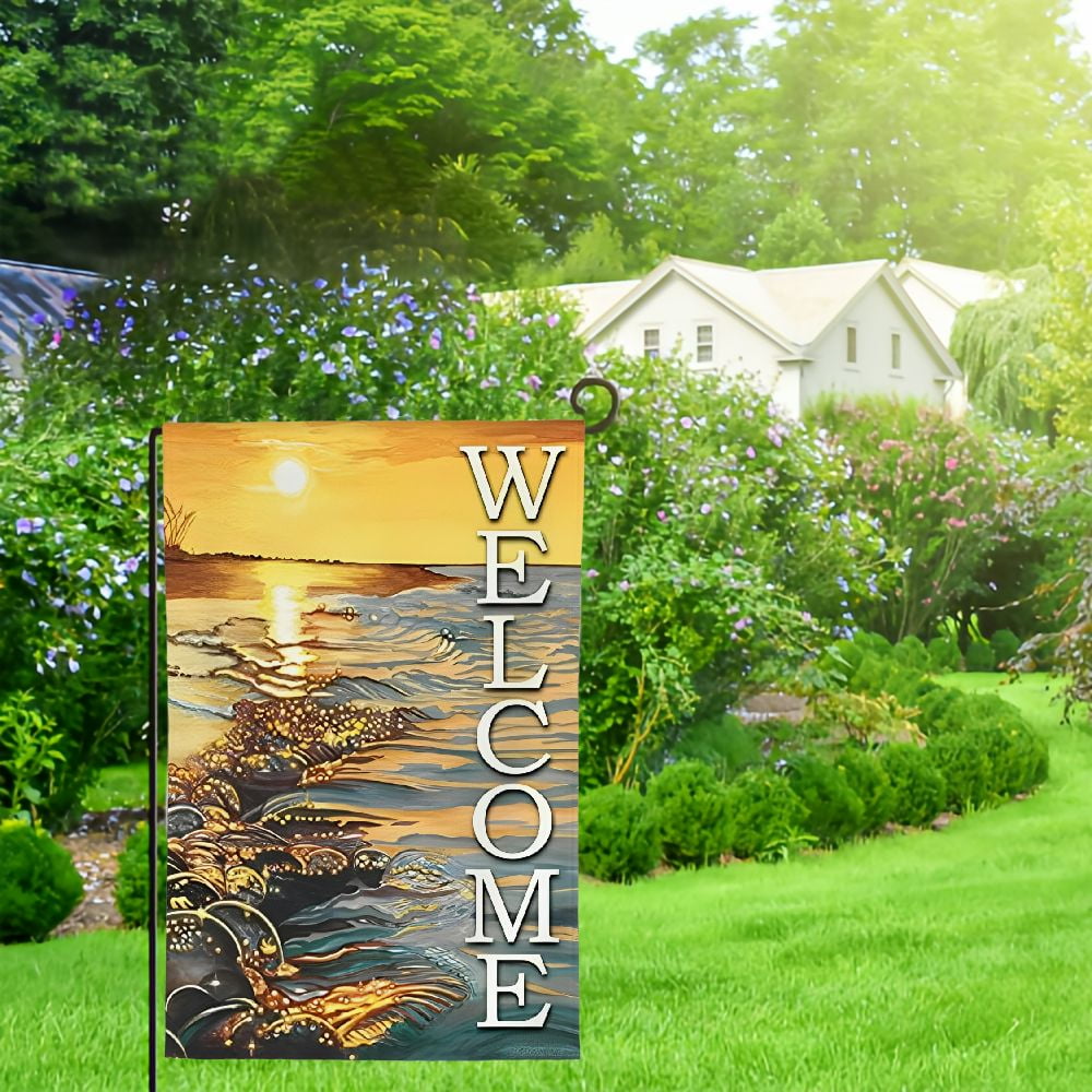 PHYHOO Welcome Sunset Beach Summer Flag Double Sided for Outdoor Beach ...