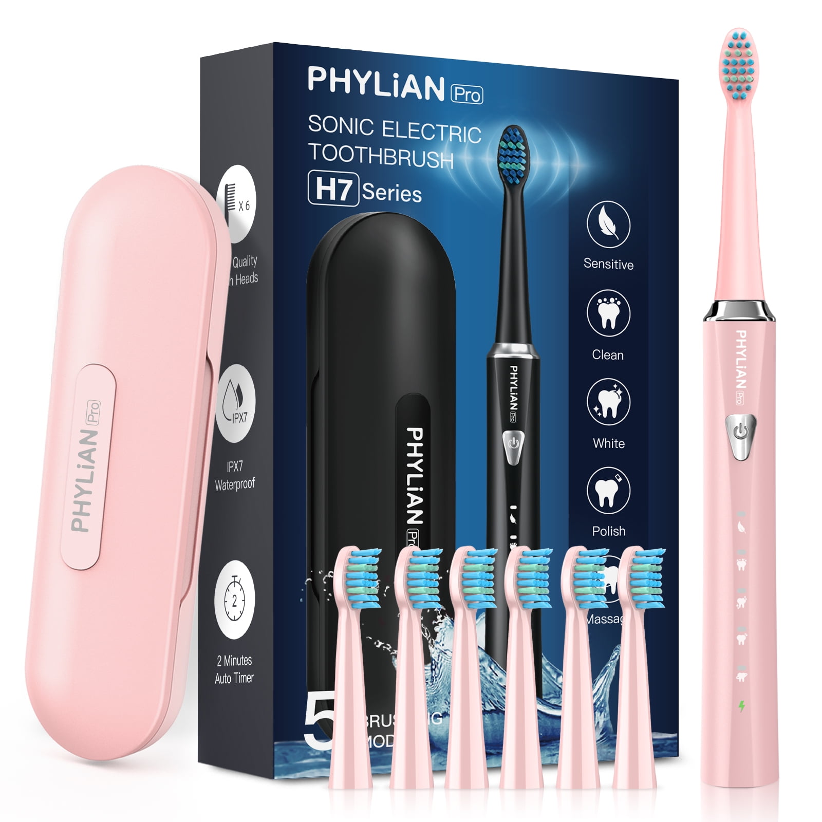 PHYLIAN PRO-Sonic-Electric-Toothbrush-for-Adults-Rechargeable-Toothbrushes-Power-Electronic ...
