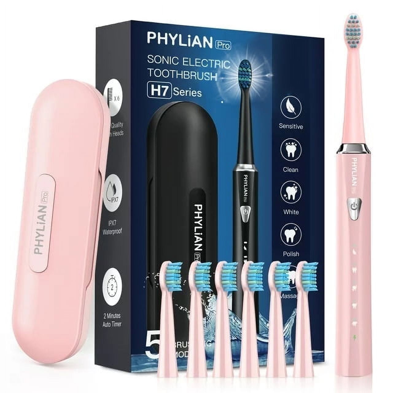 PHYLIAN Pro Sonic USB Rechargeable Electronic Toothbrush for Adults ...