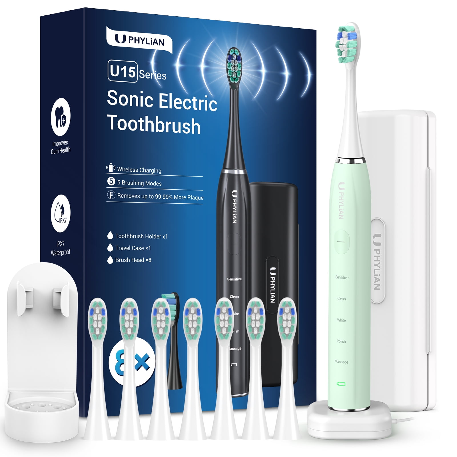 PHYLIAN PRO Sonic Electric Toothbrushes for Adults - Rechargeable ...