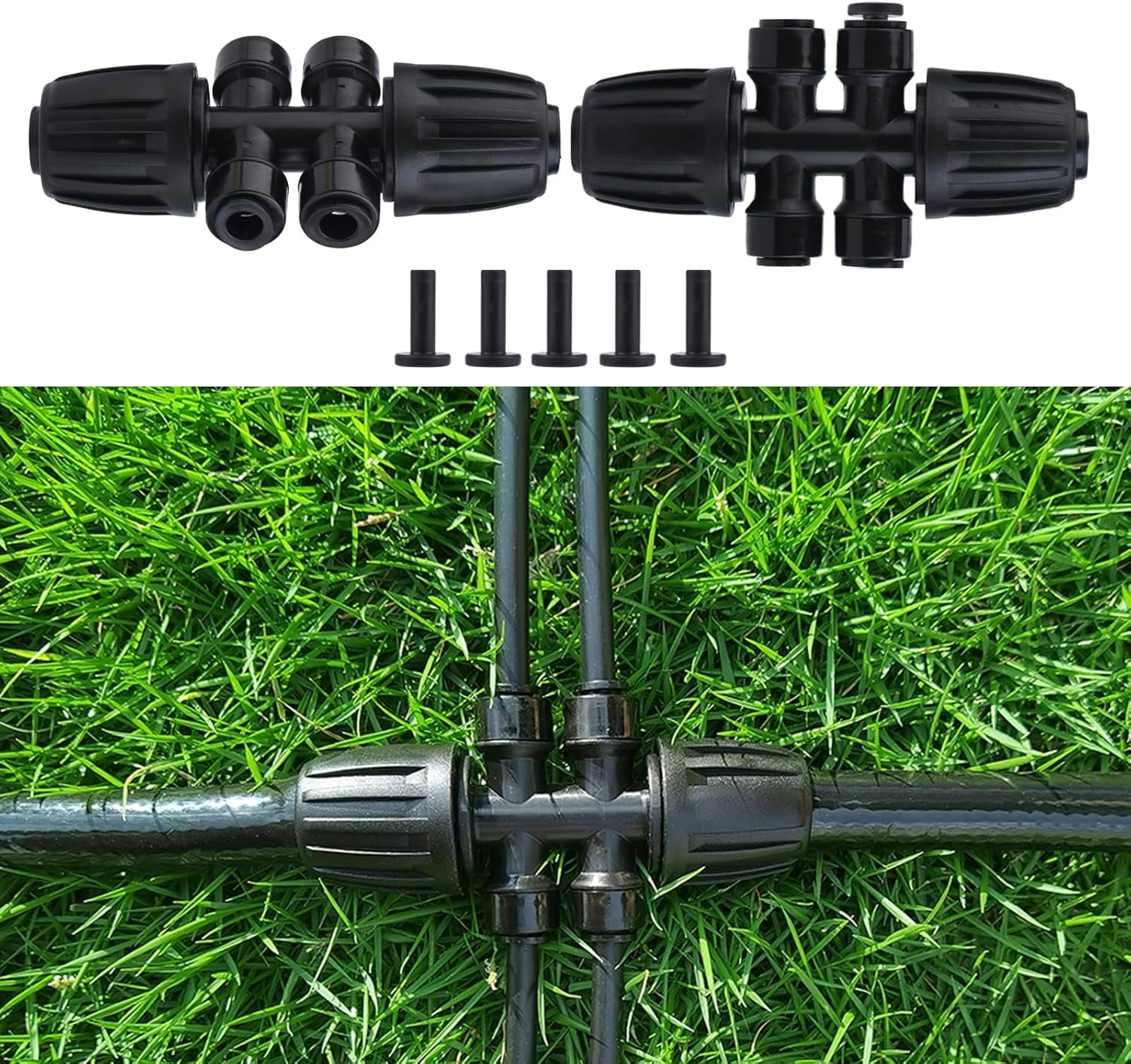 PHYSUN-1/2 Inch to 1/4 Inch Drip Irrigation Push-to-Fit 6 Way Fittings ...