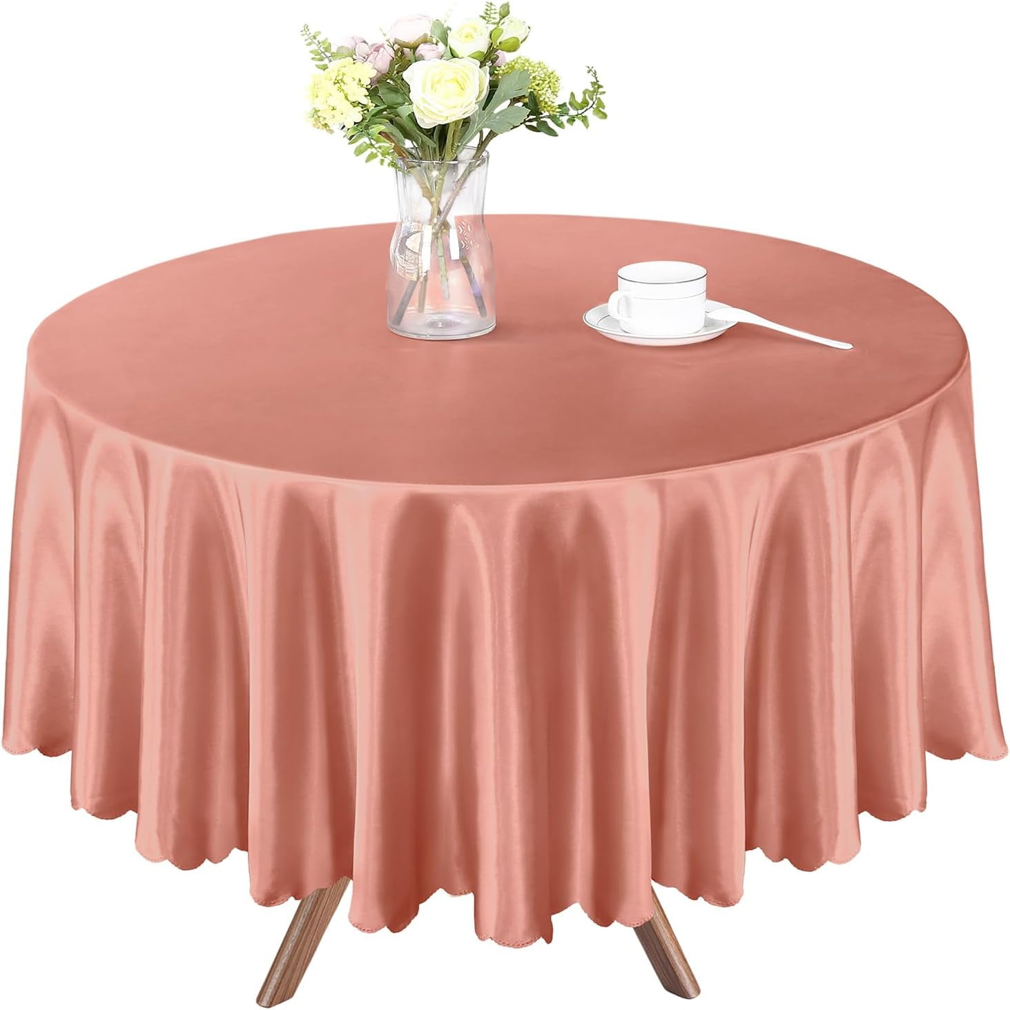 PHYSUN-1 Pack 84 Inch / 7ft Round Tablecloth Satin Table Cover, Rose ...