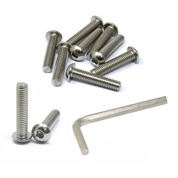 PHYSUN-10 Pcs 3/8-16 x 1-3/4" Stainless Steel 304 Hex Socket Button ...
