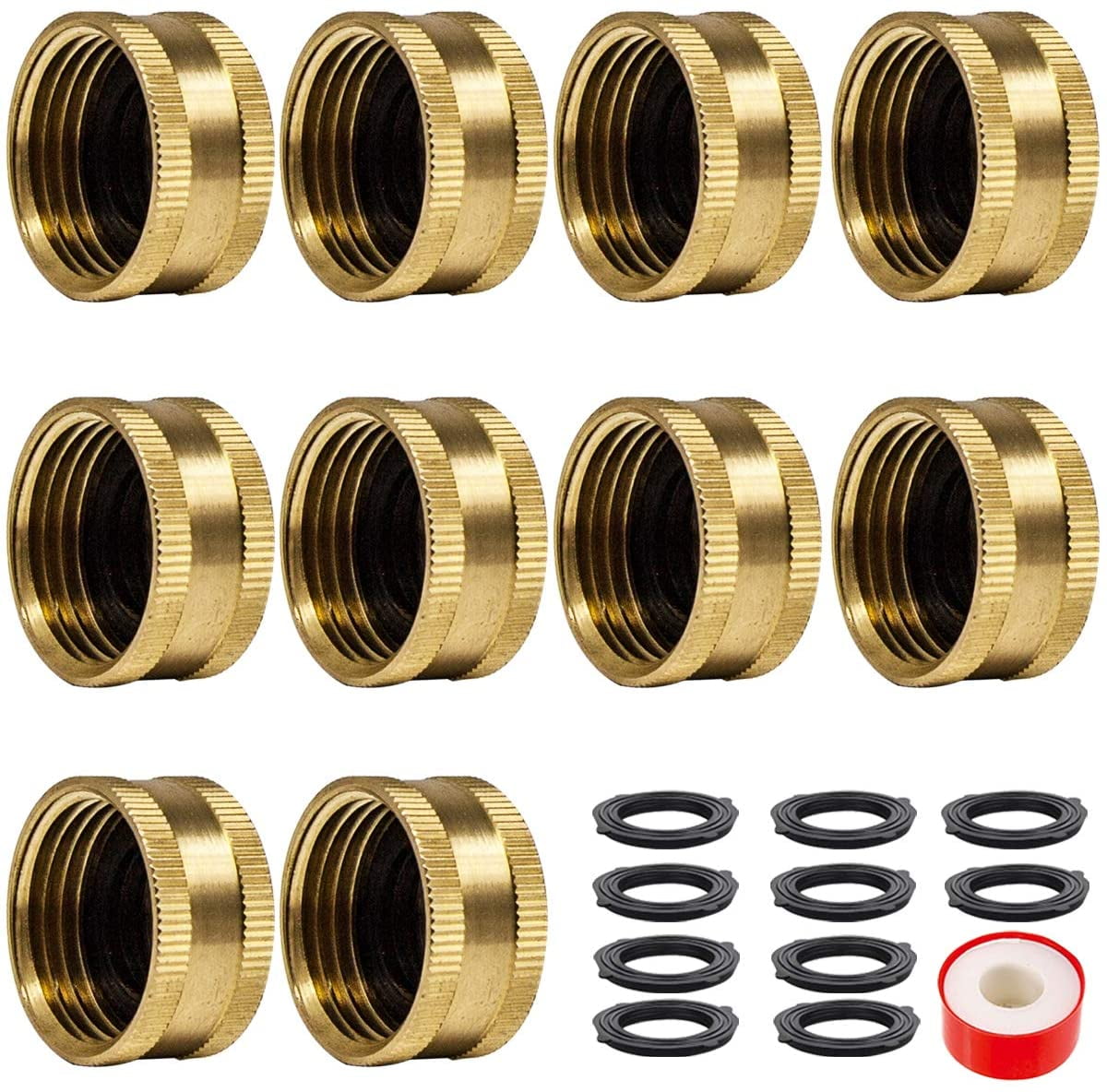 PHYSUN-10 Piece Brass Garden Hose Female End Cap, 3/4 Inch Hose End Cap ...