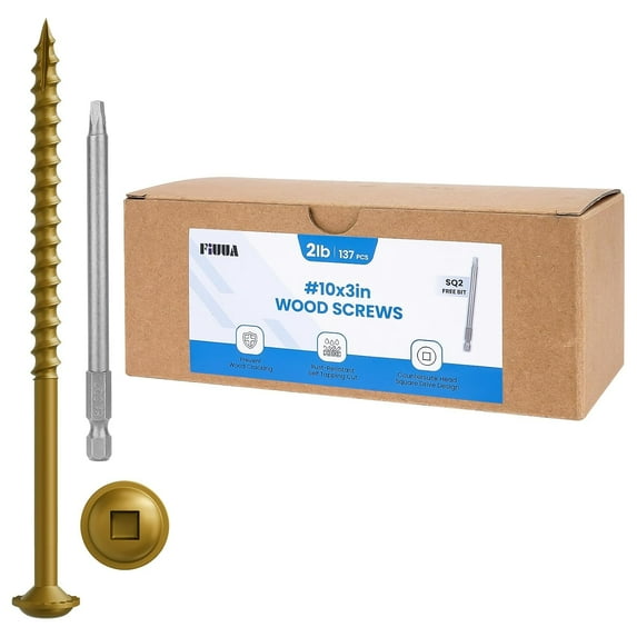 PHYSUN-#10 Pocket Hole Screws 3Inch, 2LB Coarse Thread Wood Screws, 137 ...