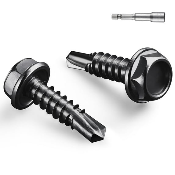 PHYSUN-#10 x 5/8 Inch Self Drilling Screws, (62pcs) 0.5 lbs Black Self ...