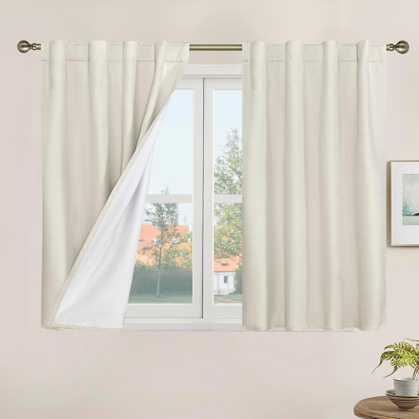 PHYSUN-100% Blackout Short Linen Curtains for Cafe, 40 Inch Length ...