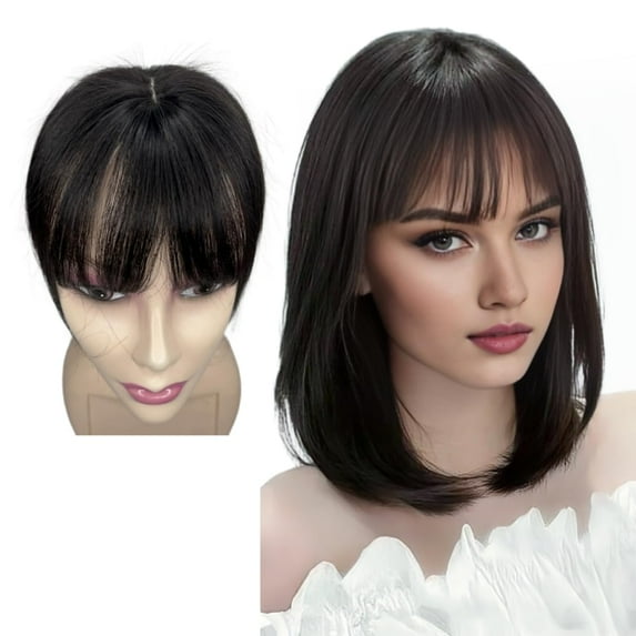 PHYSUN-100% Human Hair Toppers Clip in Hairpieces with 3D Air Bangs for ...