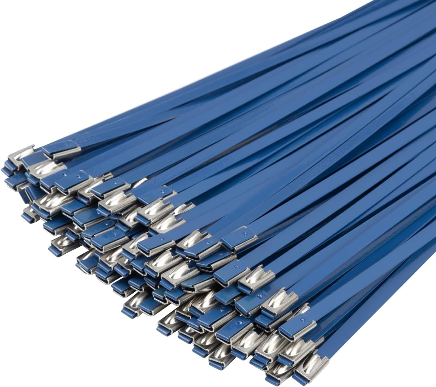 PHYSUN-100 PCS 11.8" Blue Metal Zip Ties, 304 Stainless Steel Heavy ...