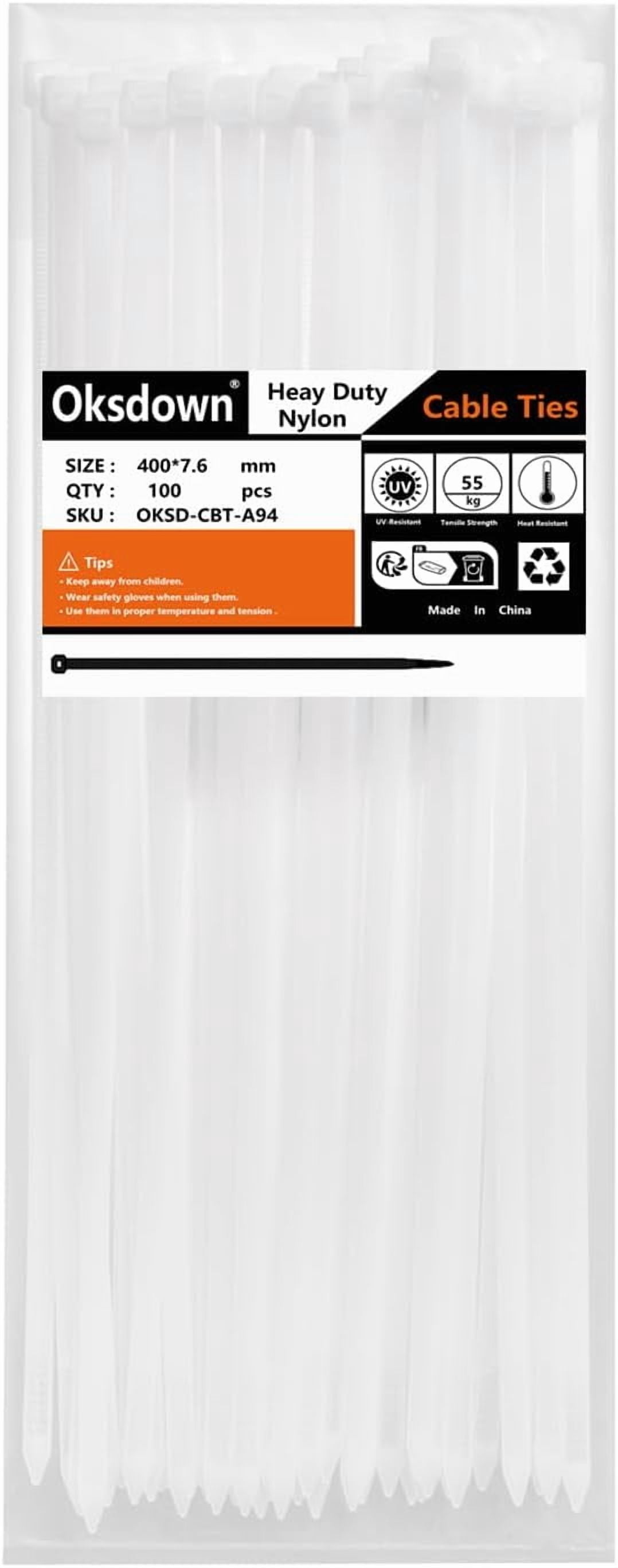 PHYSUN-100 Pack 16 inch White Heavy Duty Zip Ties Thick Clear Cable ...