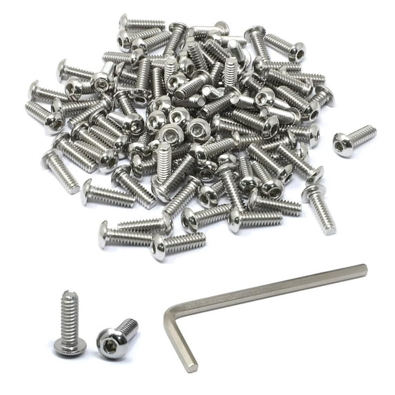 PHYSUN-100 Pcs #10-24 x 5/8" Stainless Steel 304 Hex Socket Button Head ...