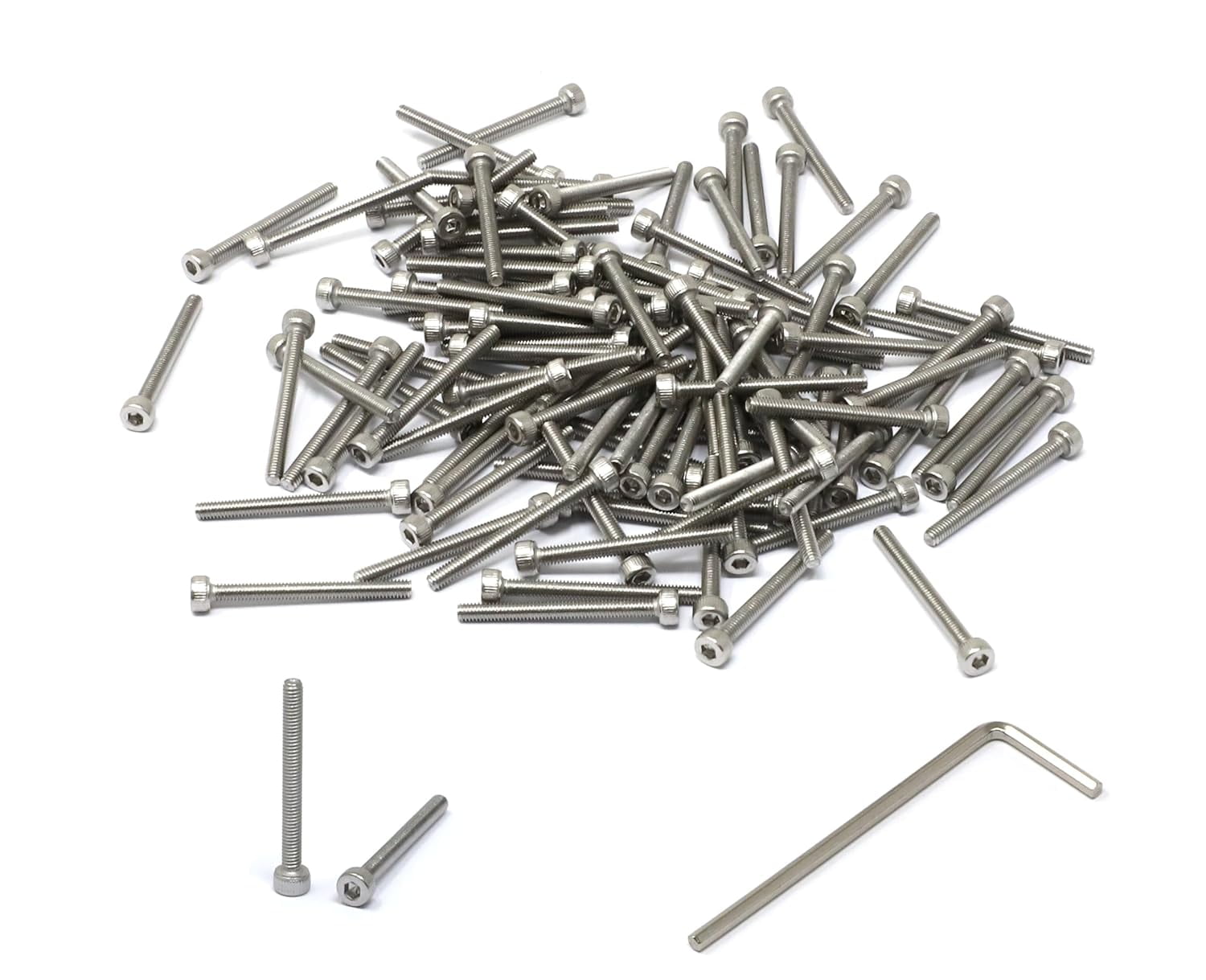 PHYSUN-100 Pcs M2.5 x 25mm Thread Pitch 0.45 mm Stainless Steel 304 Hex ...