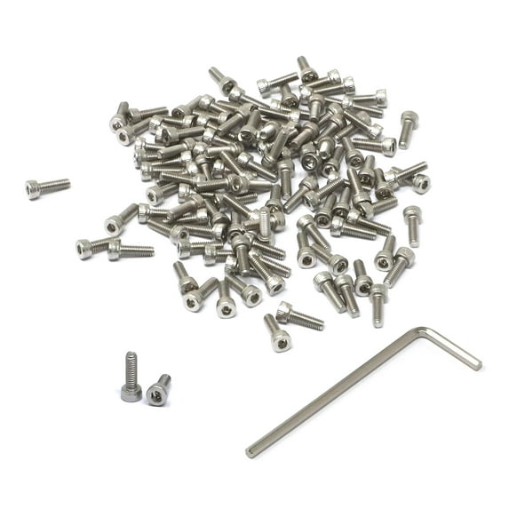 PHYSUN-100 Pcs M2.5 x 8mm Thread Pitch 0.45 mm Stainless Steel 304 Hex ...