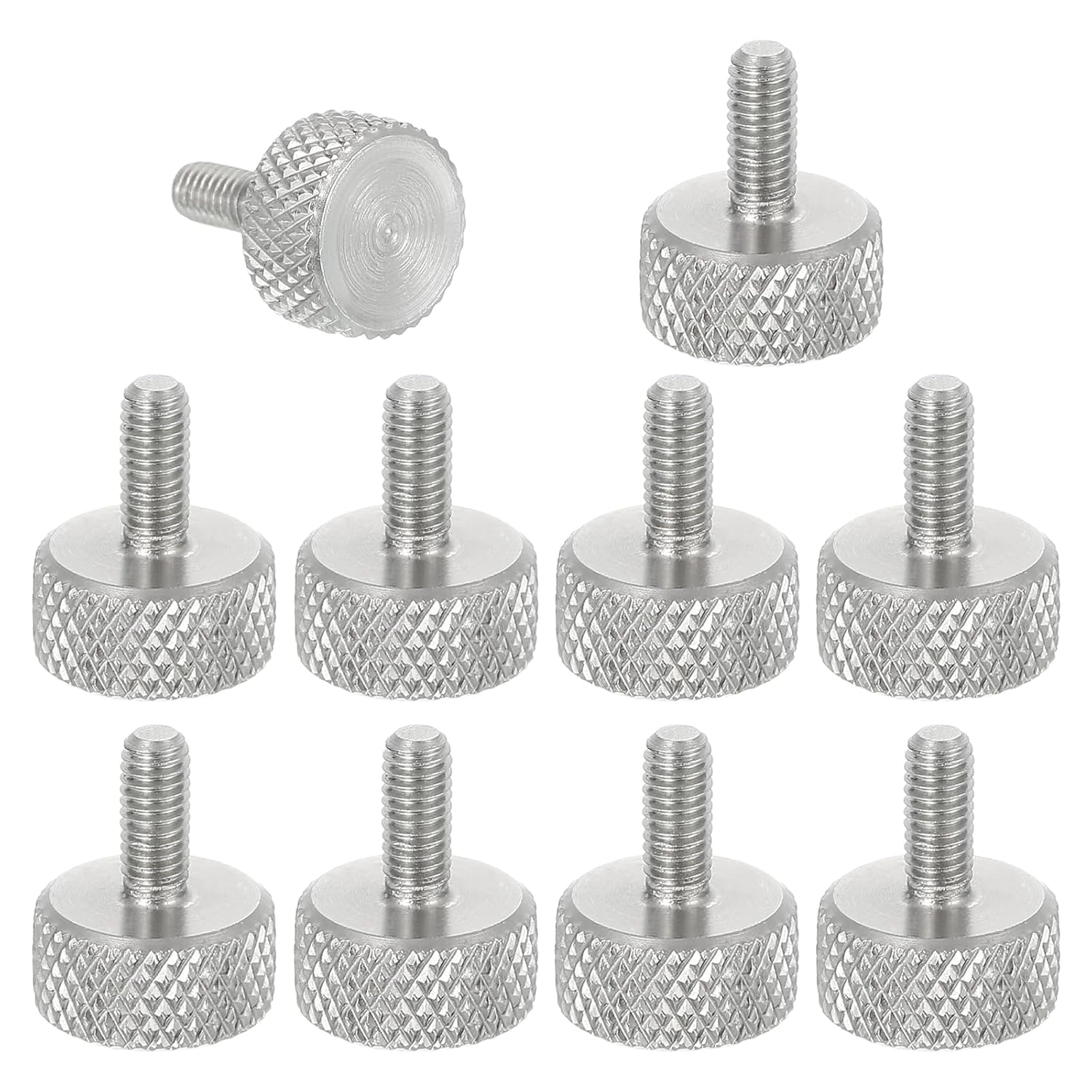 PHYSUN-10pcs M3 x 6mm Knurled Thumb Screws, 304 Stainless Steel Flat ...